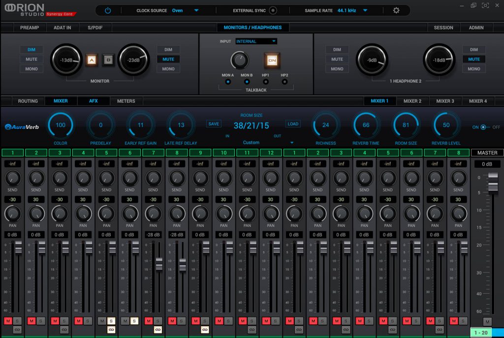 Orion Studio Synergy Core 12 Discrete Preamps & 6 DSP | Antelope Audio